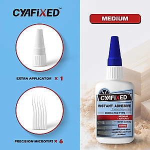 CYAFIXED Professional Grade Cyanoacrylate Super Glue, Medium Viscosity CA Glue for Woodworking, 2 oz. (56.8 Grams) - Instant Adhesive for Woodturning, Pen Turning, Hobby Models & Most Wood Bonding