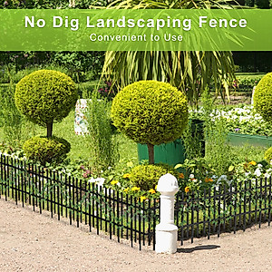 10 Pack Garden Fence Bamboo 10.4 ft (L) x 22.2 in (H) Decorative Garden Fence Animal Barrier Border for Small Rabbit Dog Flower Bed Edging Landscape Fencing for Yard Patio Outdoor, Black