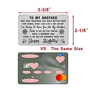DEGASKEN Brother Birthday Card Gifts, I'm Lucky to Have You As My Brother, Personalized Steel Engraved Wallet Card