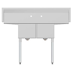 KoolMore - SB141611-12B3 2 Compartment Stainless Steel NSF Commercial Kitchen Prep & Utility Sink with 2 Drainboards - Bowl Size 14" x 16" x 11", Silver