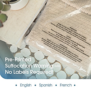 Spartan Industrial - 12” X 15” (100 Count) Self Seal Clear Poly Bags with Suffocation Warning for Packaging, T Shirts & FBA - Permanent Adhesive