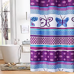 Mainstays Kids Purple Butterfly Shower Curtain