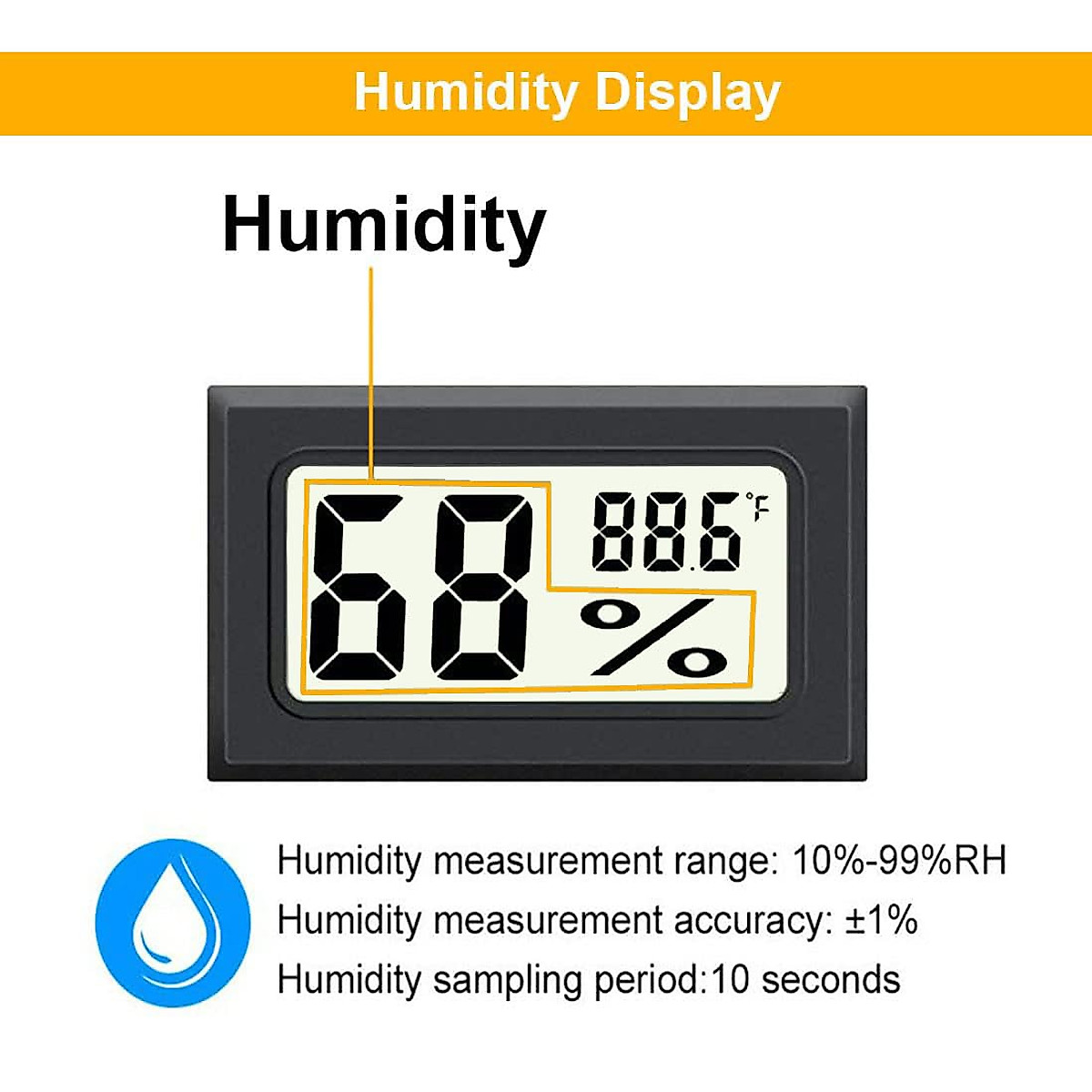 JEDEW 2-Pack Hygrometer Gauge Thermometer Indoor/Outdoor,Mini Digital Temperature Humidity Meter for Humidifiers Greenhouse Reptile Plant Humidors,LCD Monitor, Display in Fahrenheit (℉)