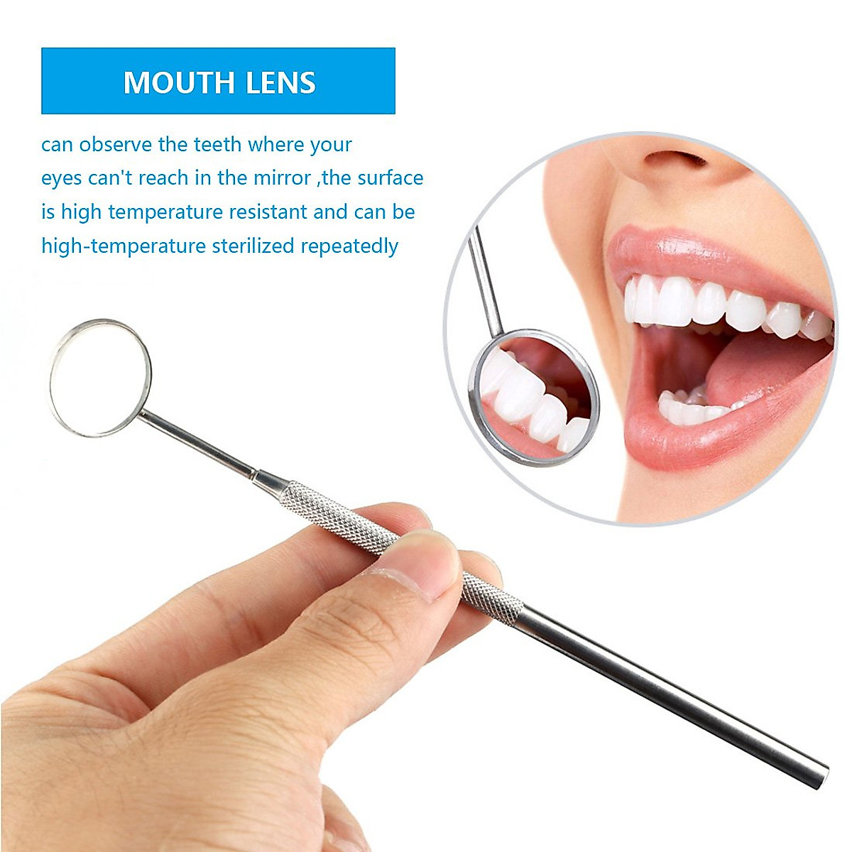 Angzhili Dental Hygiene Tool Set Stainless Steel Dental Probe, Mouth Mirror,Tarter Scraper and Sickle Scaler, Basic Examination Dental Kit Is Ideal for Personal and Pet(6.8 Inch)