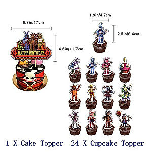 Birthday Party Supplies, Includes Banner, Tablecloth, Cake Topper - 24 Cupcake Toppers - 20 Balloons