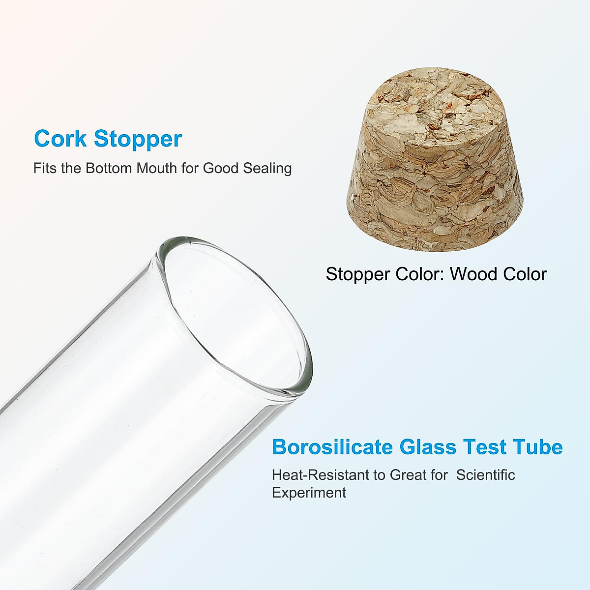 PATIKIL 30ml Test Tubes Set, 20pcs 5.91x0.79in Glass Clear Round Bottom Test Tube Containers with Stopper for Bead Party Candy Bath Salt Storage Scientific Experiment Plant Propagation