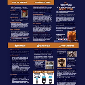 Brewing America Mason Jar Cold Brew Coffee Maker Infuser: Made in USA Wide Mouth Mason Jar with Screw Top Pour Lid, Stainless Steel Filter for Delicious Coffee, Tea, Alcohol - 1 Quart 32 oz Black Lid