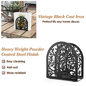 Nuovoware Napkin Holder, Standing Napkin Holder for Tables, Tree & Bird Design Table Napkin Holder, Metal Tabletop Paper Napkin Organizer, Tissue Dispenser for Kitchen Dining - Black