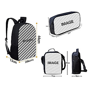 Bulopur Football School Bookbags With Lunch Bag Pencil Case Casual Daypack, Blue Lightning Soccer Backpacks Set 3-in-1 Kids Durable School Bag