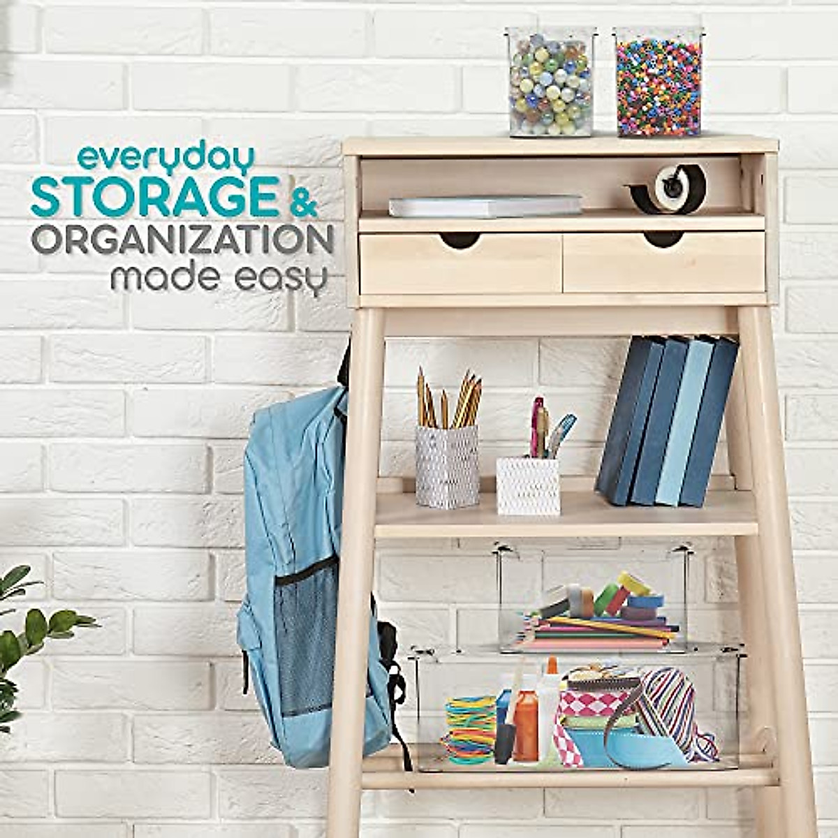 Richards Homewares Clear Plastic Storage Bins-Set of 4 Large, Medium, Small Containers for Closet Fridge Organization, 4 Count