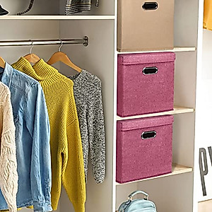 XYXYLY 2 Pack Foldable Cubes Storage Bins with Lids 12.6 * 12.6 * 12.6" Collapsible Fabric Cubbies Storage Baskets for Shelf Closet Organizer Home Bedroom Office Nursery