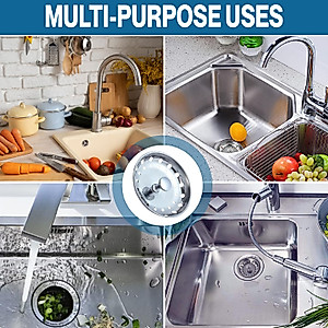 Kitchen Sink Drain Strainer 2 Pack of Stopper Combo Basket Replacement for 3-1/2 Inch Drain I Sink Drain Basket Stainless Steel Bathroom Sink Strainer | Bathtub Strainer Sink Hair Drain Screen