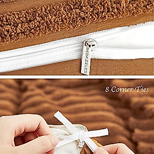 BEDAZZLED Duvet Cover King Size, 3 Pieces Boho Bedding Sets for Shabby Chic Home, Tufted and Soft Comforter Cover Set, Pumpkin Brown