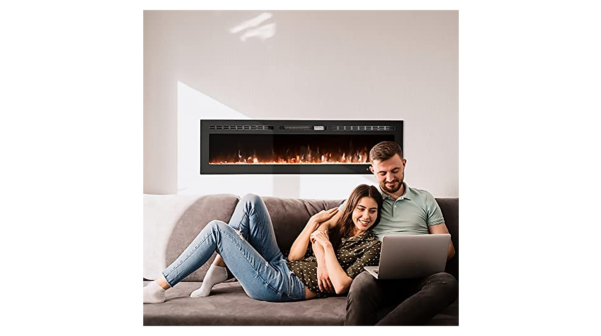 PAOLFOX 70 Inch Electric Fireplace Insert with Remote – Modern Wall Mount
