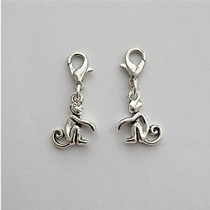 3pcs in Set Creative Jewelry, Monkey Clip on Charm, for Making Jewelry Necklace and Bracelet, Cartoon Monkey Pendant Charm