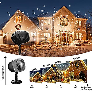 SOMKTN Christmas Snowfall Projector Lights, Holiday Projector Lights Waterproof Snow Flurries Landscape Spotlight with Remote for Xmas Party Wedding Home Decor