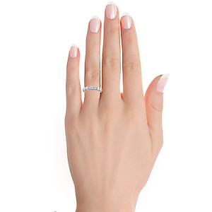 14k White Gold Princess-Cut & Baguette Diamond Bridal Wedding Band Ring (1 cttw, I-J, I1-I2), Size 7.5