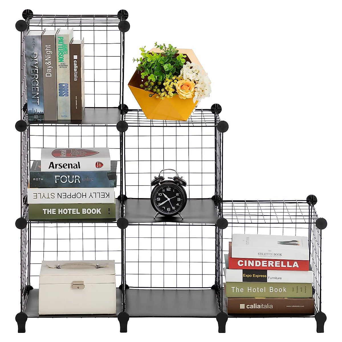 PARANTA Wire Cube Storage Organizer, 6 Cube Bookshelf, Stackable Storage Bins, Closet Organizer and Storgae, Multi-use DIY Standing Shelf Units for Book,Toys,Clothes,Tools