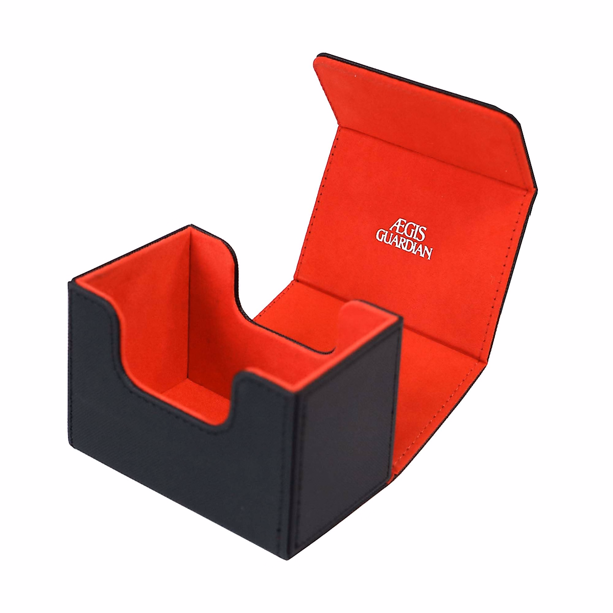 AEGIS GUARDIAN Card Deck Box for MTG, Commander Deck Box Hold 120+ Sleeved Cards, Leather Strong Magnet Card Deck Case Holder for Magic Cards TCG CCG, Red Inner