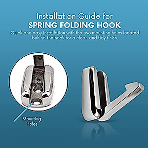 MARINE CITY 316 Grade Stainless Steel Spring Folding Marine Grade Loaded Hat Coat Hook Strong and Durable Coat Hook Foldable Mirror Polished for Boats – Yachts– Hardware Accessories (Pack of 1)