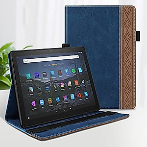 GUSARI Tablet PC case Compatible with Kindle Fire 7 Tablet Case 2022 12th PU Leather Case Protect Case Adjustable Fixing Strap Bracket Card Slot Shockproof Tablet PC Case Tablet Cover (Color : Blue)