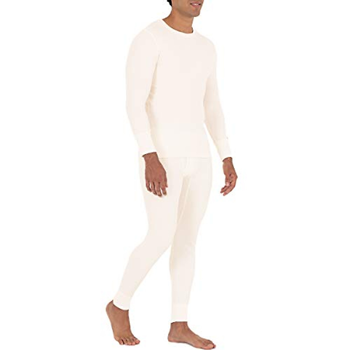 Fruit of the Loom Men's Recycled Waffle Thermal Underwear Crew Top, Natural, Medium, Pack of 1