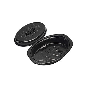 ENAMORY Covered Oval Roaster, 13 inches, Black