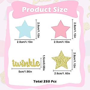 MIKIMIQI 250 Pieces Twinkle Star Glitter Confetti for Baby Shower, Gender Reveal Confetti Gold Blue Pink Stars Confetti Glittery Confetti for Gender Reveal Party Decorations Stars Birthday Party Supplies