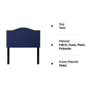 Flash Furniture Lexington Upholstered Twin Size Headboard with Accent Nail Trim in Navy Fabric