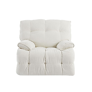 HanStrong Swivel Rocker Recliner Chair Antiskid Fabric Single Sofa Heavy Duty Reclining Chair for Living Room, 360 Degree Swivel Chair Comfy Seating Single Sofa Chair, Cream