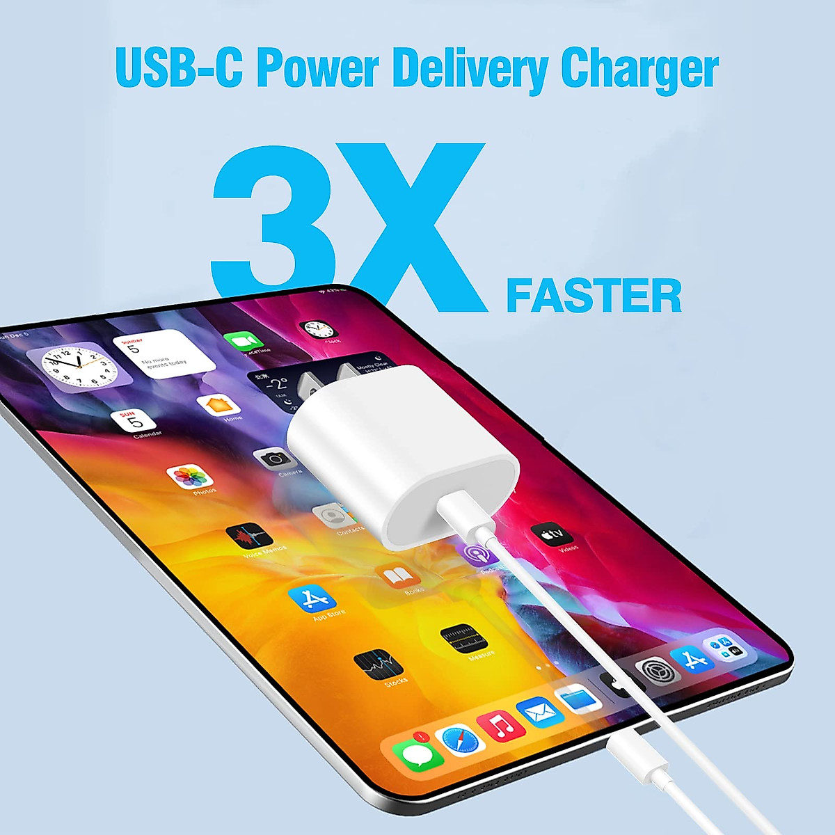 iPad Pro Charger, 20W USB C Charger with 10ft USB C to C Charging Cable for iPad Pro 13/12.9/11 inch, iPad Air 13/11 inch 5/4th Generation, iPad 10, iPad Mini 6