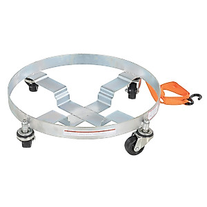 Vestil DRUM-QUAD-H Multi-Purpose Drum Quad Dolly, Bright Zinc Finish, 900 lbs Capacity