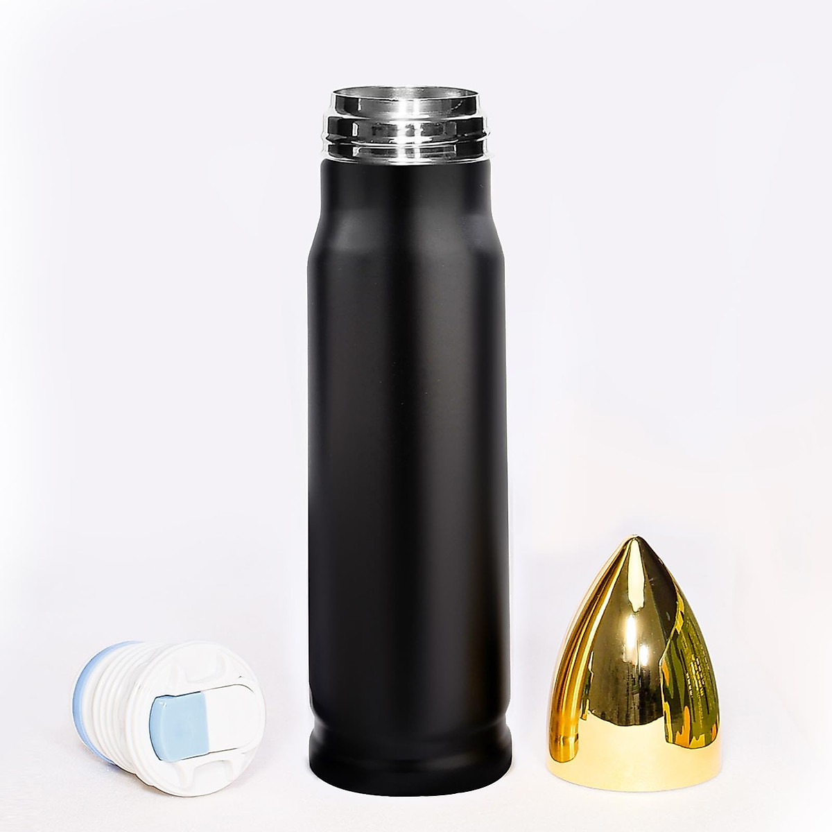 Afranti 304 Stainless Steel Bullet Tumbler Shape Water Bottle 17 oz 500 ml Double Wall Vacuum Insulated Thermos Coffee Mug Insulated Flask Cup for Hiking Traveling