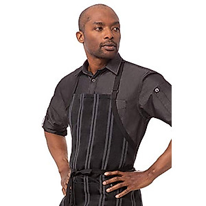 Chef Works Unisex Presidio Bib Apron, Black Gray, One Size