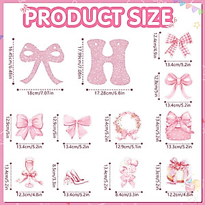 25 Pcs Coquette Birthday Decorations Glitter Happy Birthday Banner Pink Bow Hanging Swirls Pink Bow Birthday Decorations Bow Themed Party Decor for Baby Shower Girls Women Birthday Party Supplies