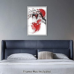 Canvas Wall Art Japanese Geisha Canvas Print Artwork Red Sun And Japanese Woman Wall Art Paintings Modern Picture Print Unframed for Living Room Dinning Room Bedroom Bathroom Home Decor 20x30inch