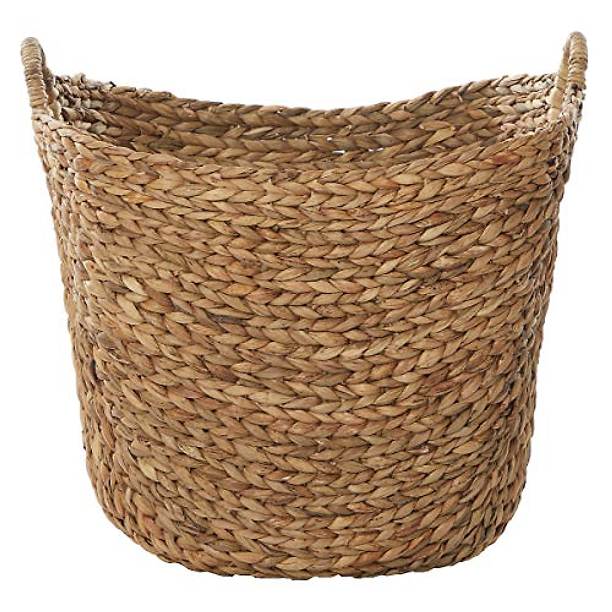 Deco 79 Seagrass Handmade Large Woven Storage Basket with Ring Handles, 20" x 18" x 19", Brown