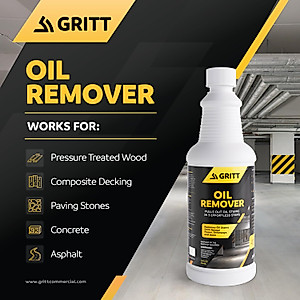 GRITT COMMERCIAL Concrete Oil Stain Remover | All Purpose Concentrated Cleaner for Oil, Grease, and Rust | Removes Stains from Concrete and Asphalt Driveways, Garages, and Patios 32 oz
