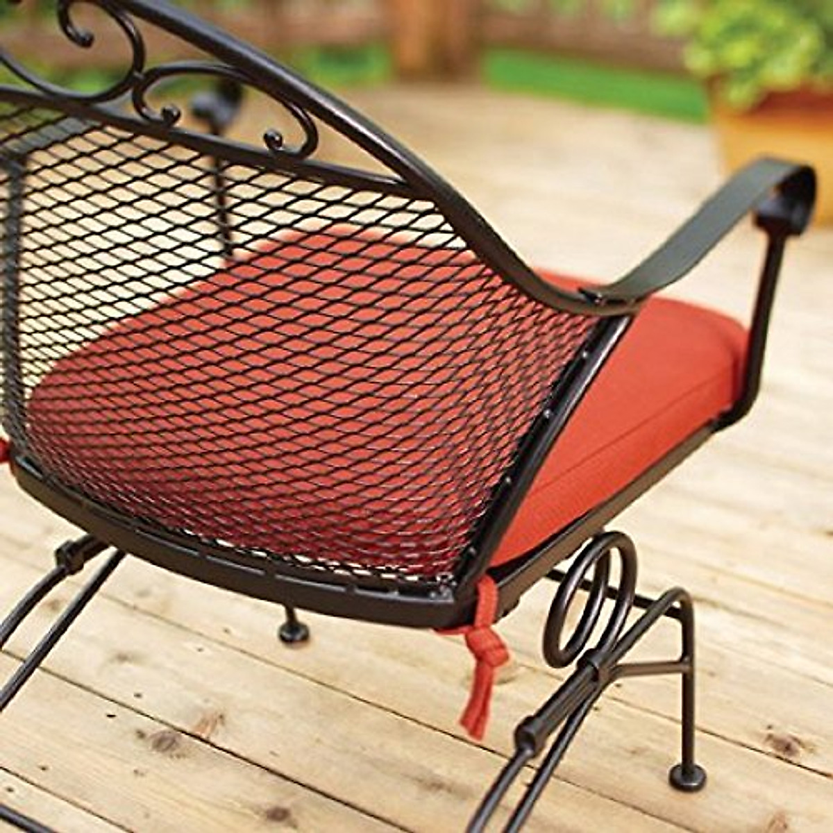 Better Homes and Gardens Clayton Court 5-piece Patio Dining Set, Wrought Iron Table and 4 Chairs, Red Cushions, Seats 4