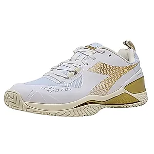 Diadora Women's Blushield Torneo 2 All Ground Tennis Shoe (White/Gold, 9.5)