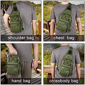 Qcute Tactical Backpack, Waterproof Military Cross-body Molle Sling Shoulder Backpack Chest Bag for Outdoor Every Day Carry (Army green)
