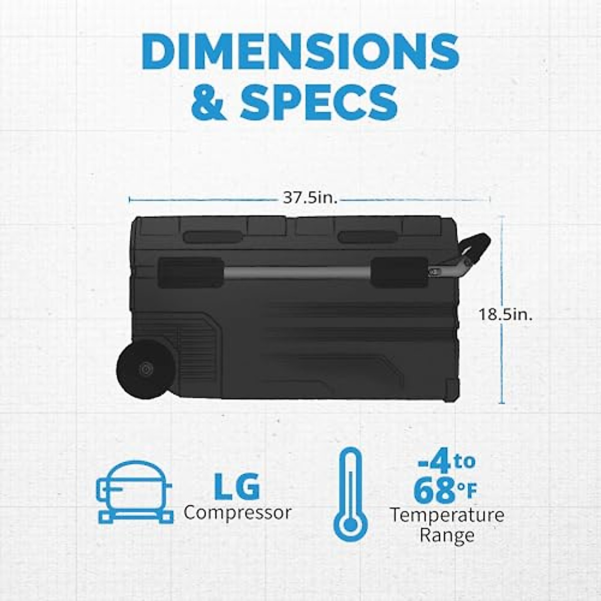 Newair Portable 80 Qt. Electric Car Camping Cooler with 4 Battery Protection Modes, Dual Zone Fridge and Freezer Storage, Retractable Handle, Outdoor Wheels and Rugged Construction