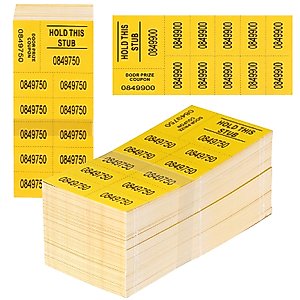 10 Number 500 Sheet Chinese Auction Ticket Sheets Auction Fundraiser Ticket Numbered Differently Yellow Serial Numbering Silent Auctions Raffle Tags Penny Auctions Raffle Ticket for Raffles Auction