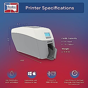 Bodno Magicard 600 Single Sided ID Card Printer & Complete Supplies Package ID Software - Silver Edition