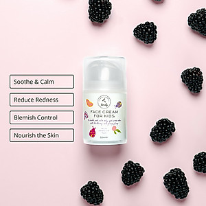 Gentle Face Cream Moisturizer for Kids and Preteens – Nourishing and Calming for All Skin Types – Natural Ingredients: Hyaluronic Acid and Vitamin E - Made in UK 50ml