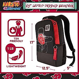 Naruto 15 Inch Sleeve Laptop Backpack, Padded Computer Bag for Commute or Travel, Team 7, One Size