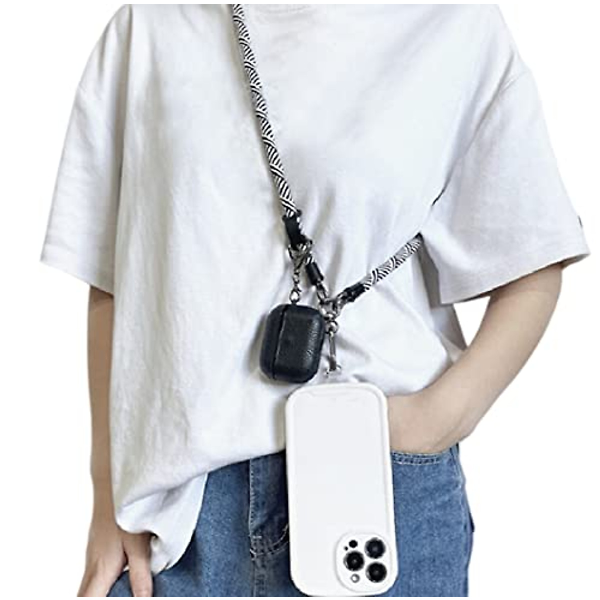 Little Fire Craft Cell Phone Lanyard Crossbody Rope Around the Neck Wrist Strap for Most Smartphone Case Headset Keychain Offices ID - Black/White