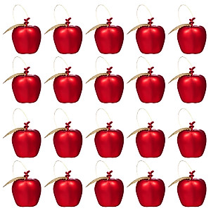 24Pcs Christmas Apples Ornaments Shatterproof Baubles Apple Shaped Hanging Ornaments Mini Apples Ball for Xmas Holiday Festival Christmas Tree Decorations Red