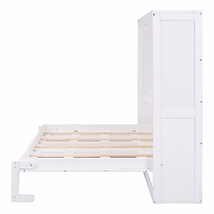 DEYOBED Full Size Multifunctional Murphy Bed, Comfortable Wall Bed for Bedroom Apartment Dorm, Can be Folded Away into a Cabinet, No Box Spring Needed, White