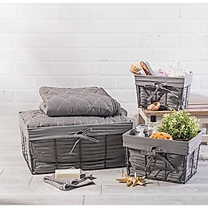 DII Farmhouse Chicken Wire Storage Baskets with Liner, Medium, Vintage Grey, 11x7.88x7", 2 Piece
